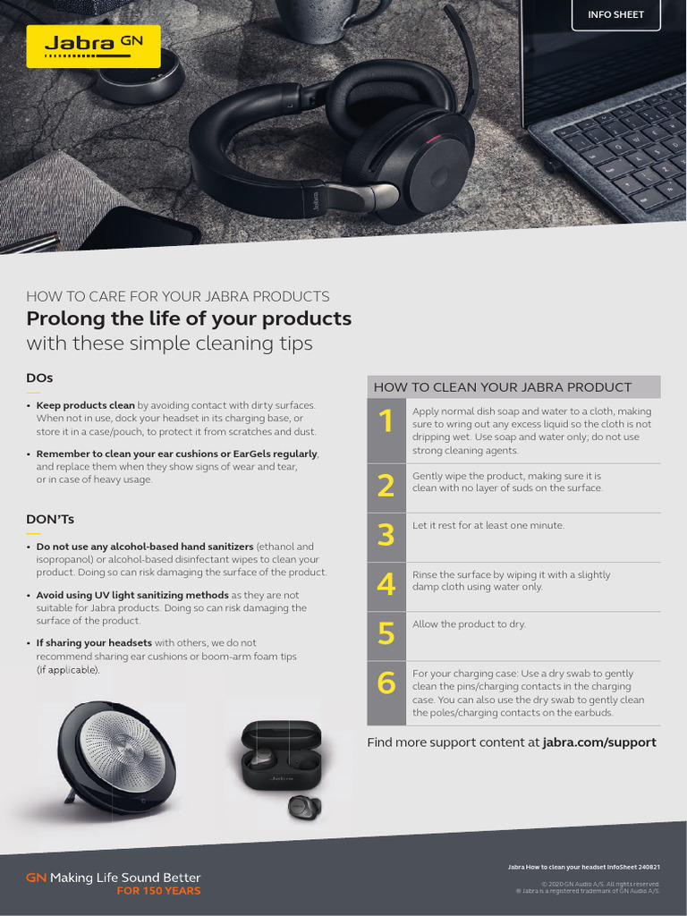 Jabra How To Clean Your Product InfoSheet 240821 WEB | PDF