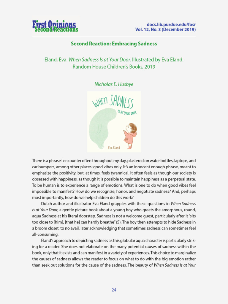 Second Reaction - Embracing Sadness | PDF | Emotions | Psychology
