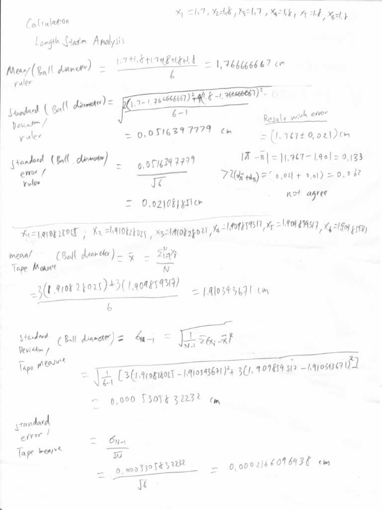 Lab1 Calculation For Length and Mass Station | PDF