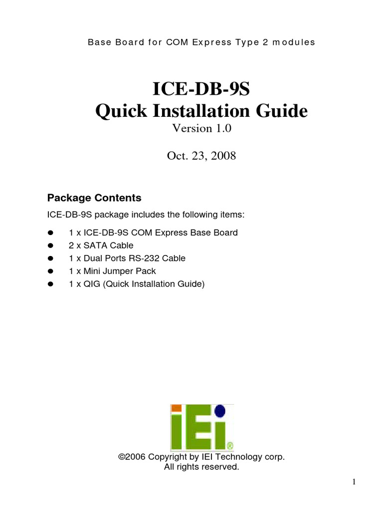 Ice-Db-9s Qig V1.00 - 20081023 | PDF | Computing | Computer Science