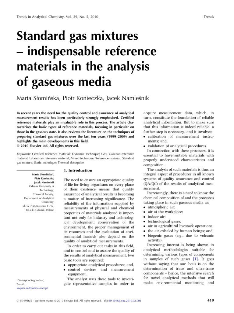Standard Gas Mixtures for Quality Assurance | PDF | Metrology | Combustion