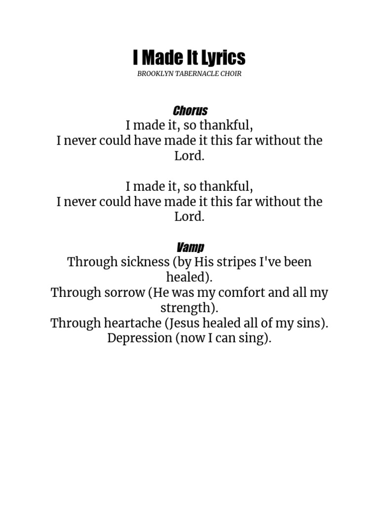 I Made It - Brooklyn Tabernacle Choir | PDF | Language Arts ...