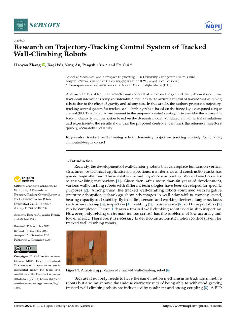 Sensors 24 00144 | PDF | Control Theory | Systems Theory