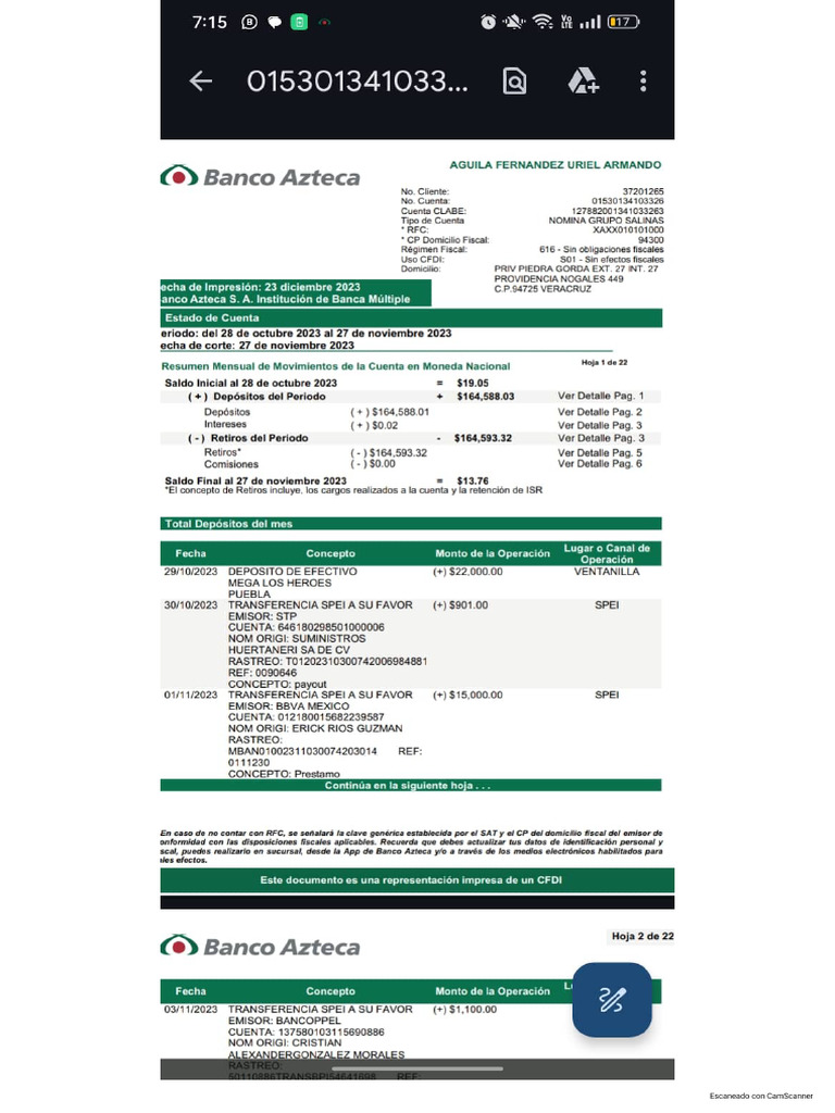 estado de cuenta | PDF