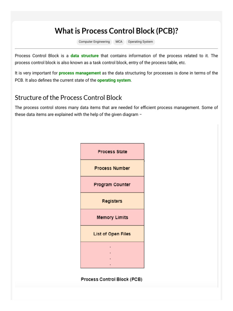 What Is Process Control Block (PCB) | PDF