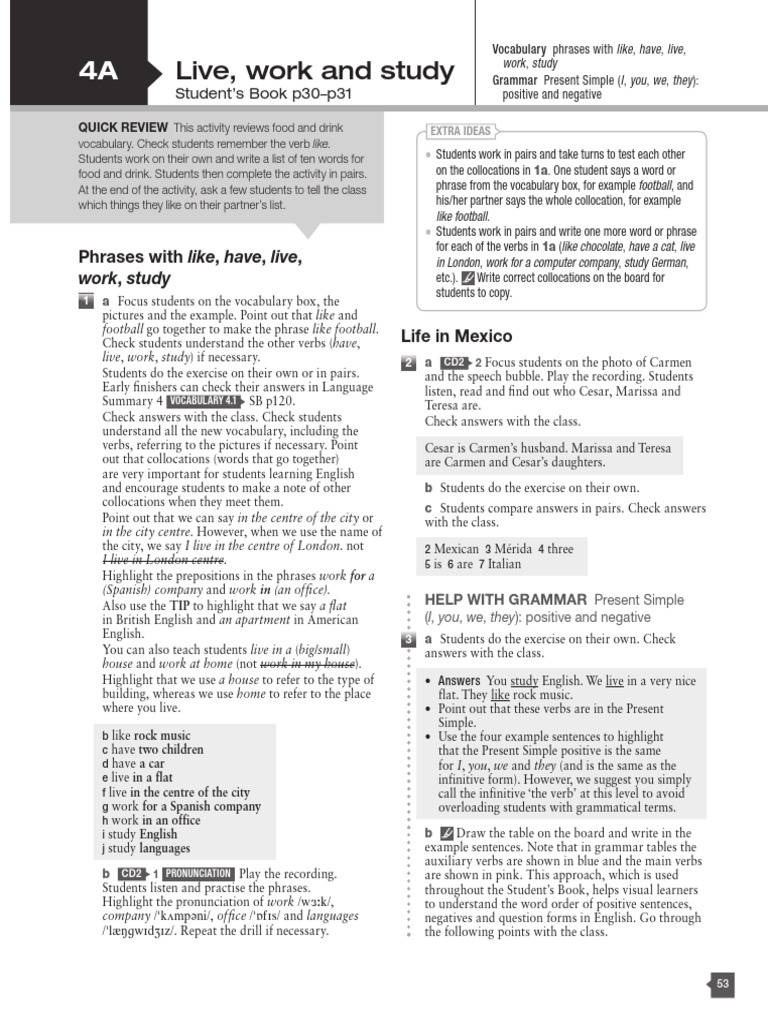 Lessons 4A-D | PDF | Question | English Language