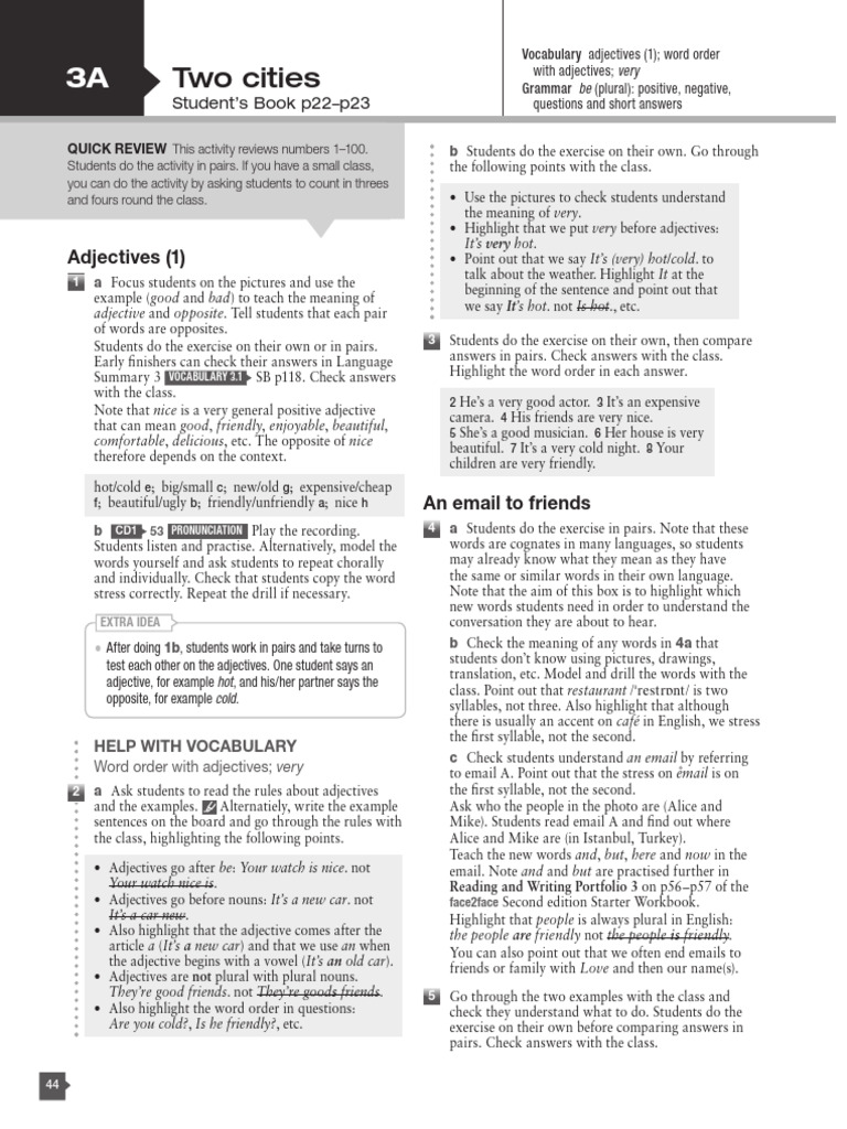 Lessons 3A-D | PDF | Stress (Linguistics) | Grammatical Number