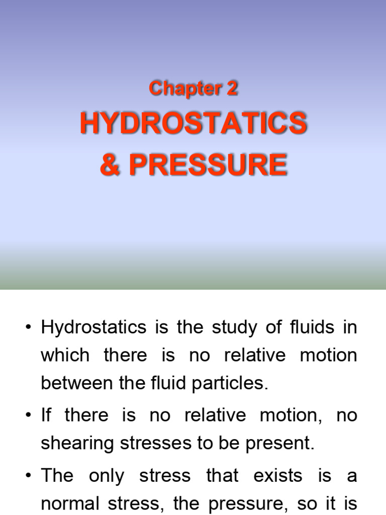 Chapter 2 Hydrostatics and Pressure | PDF | Pressure | Pressure Measurement