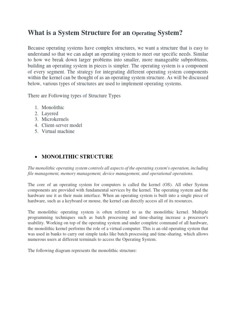 Operating Structure | Download Free PDF | Kernel (Operating System) | Operating System