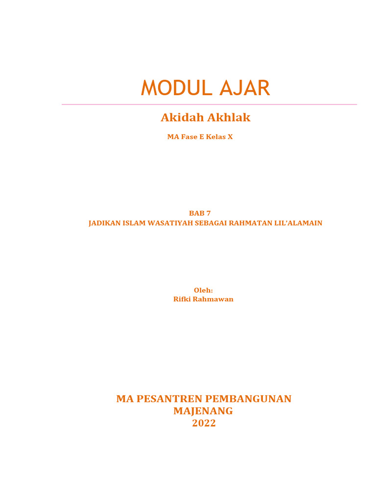 Modul Ajar Aa Washatyah | PDF