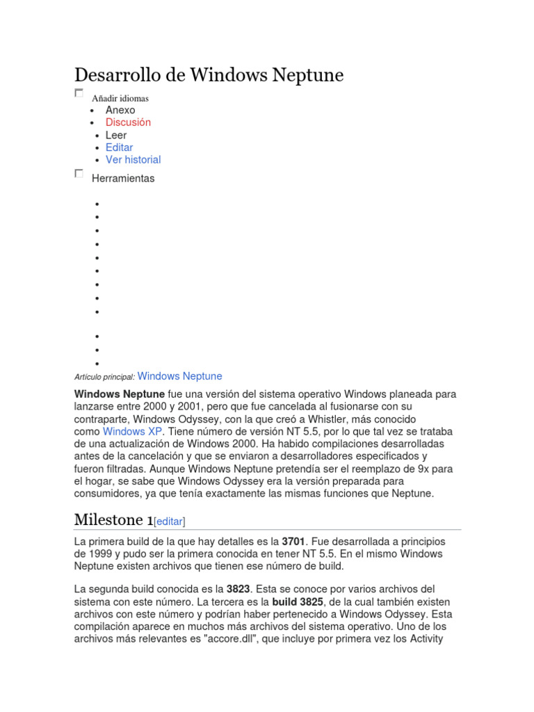Desarrollo de Windows Neptune | PDF | Microsoft Windows | Windows XP