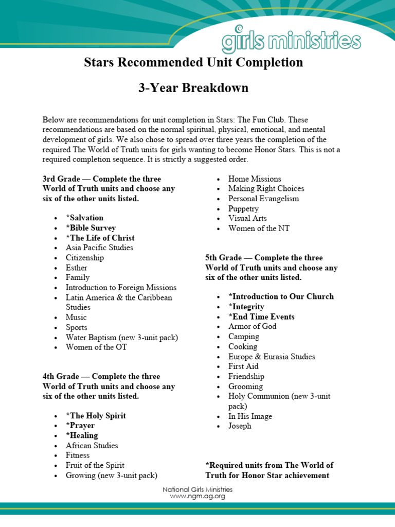 Stars Club Unit Guide for Girls | PDF | Protestantism | Protestant ...
