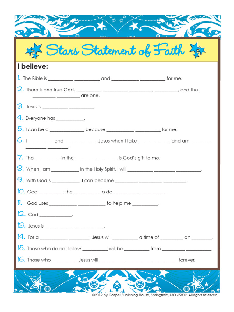 Stars Statement of Faith Practice Quiz | PDF