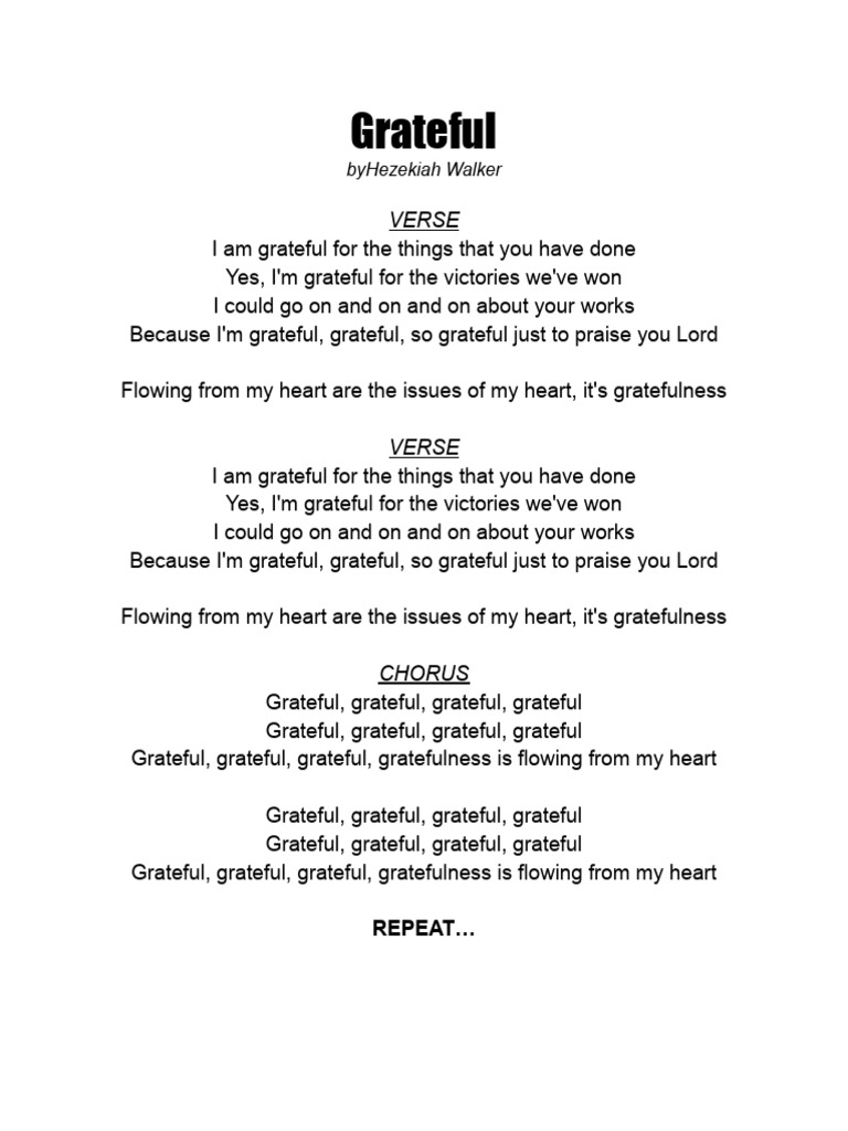 Grateful Lyrics | PDF