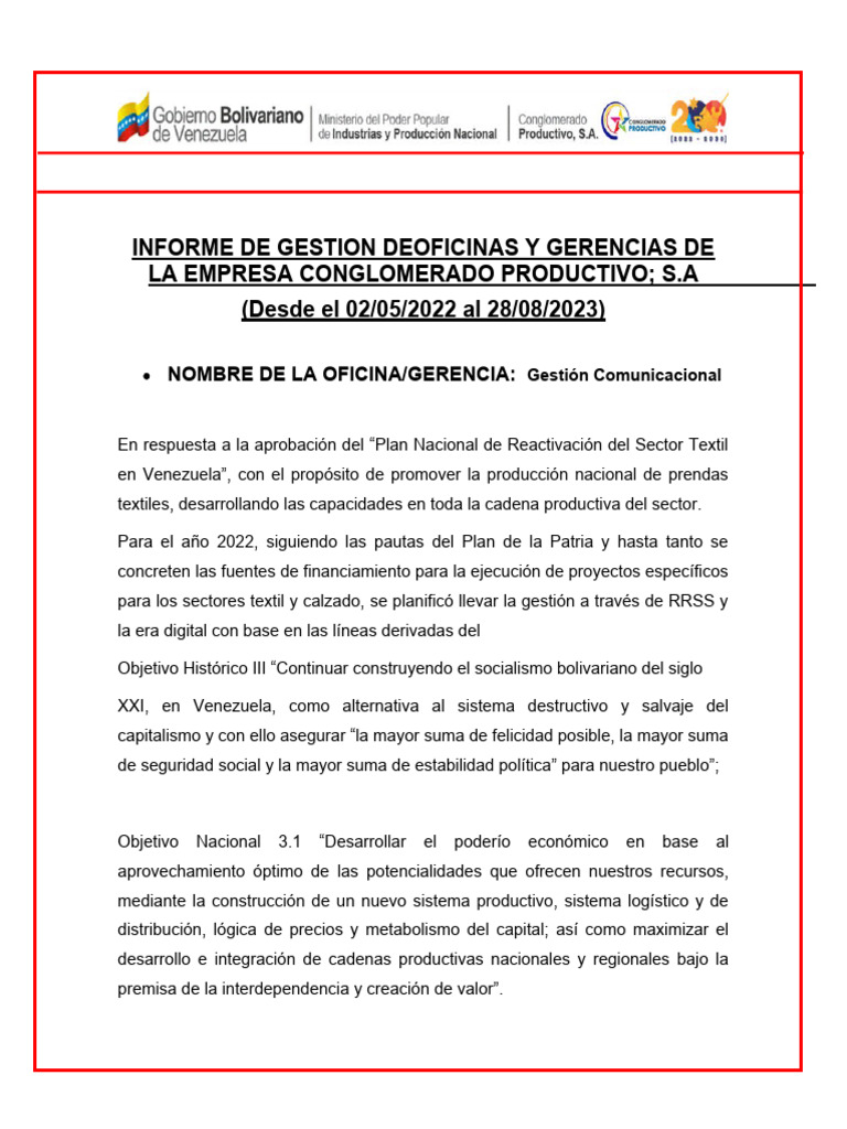 Informe de Gestión | PDF | Business | Economias