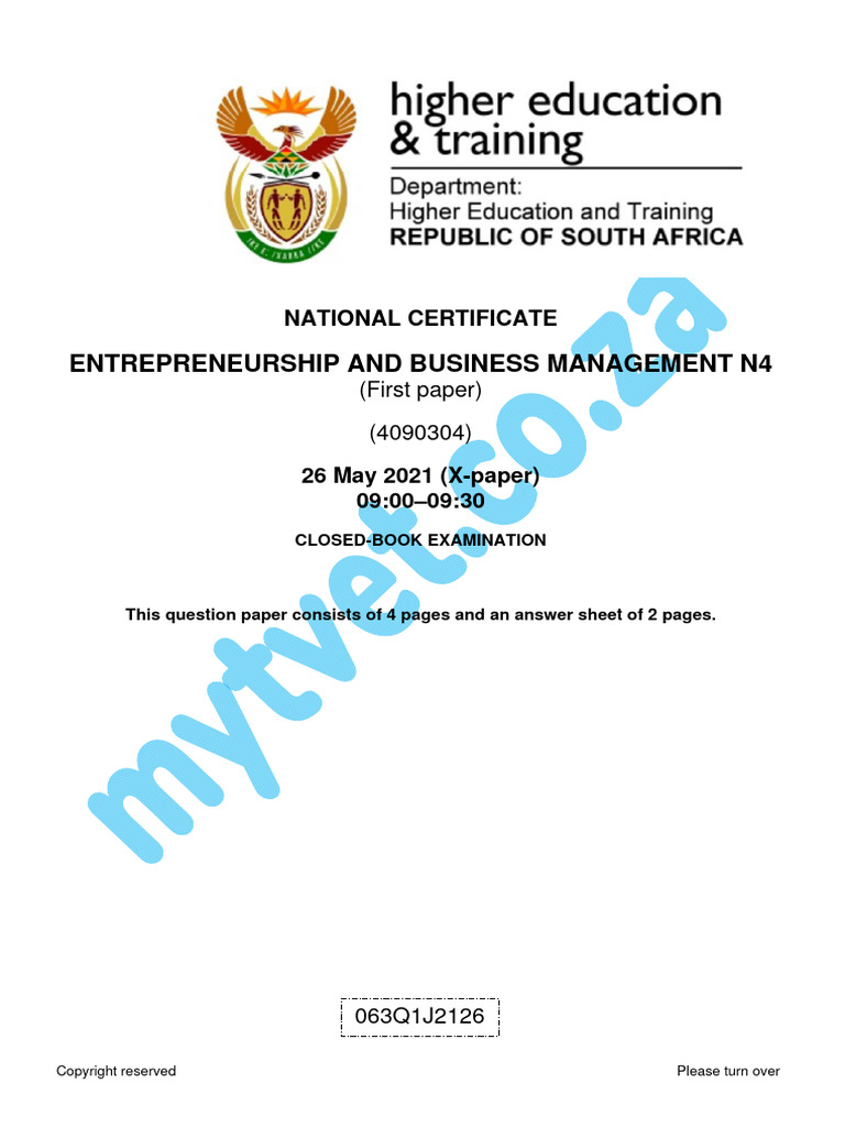 n440 Entrepreneurship and Business Management n4 p1 QP Jun 2021 Edited ...