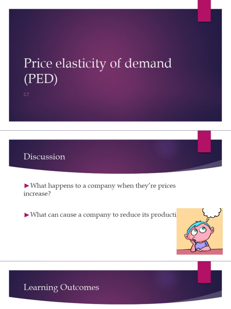 2.7 Price Elasticity of Demand (PED) | PDF | Demand | Price Elasticity ... 2.7 Price Elasticity of Demand (PED) | PDF | Demand | Price Elasticity ...