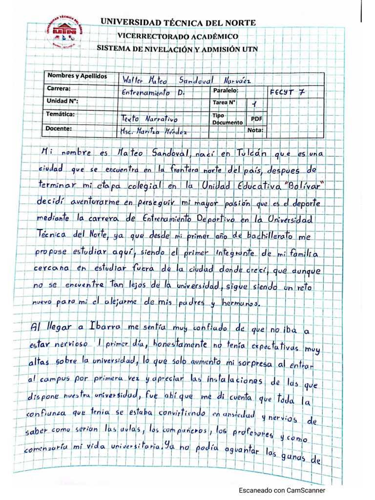 Tarea de EOE #1 - Texto Narrativo - Mateo Sandoval | PDF