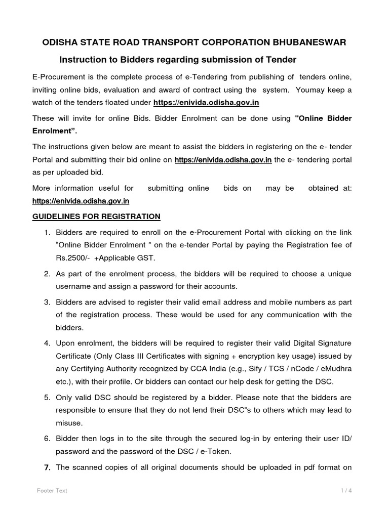 E-Tendering Guide for Bidders | PDF | Computing