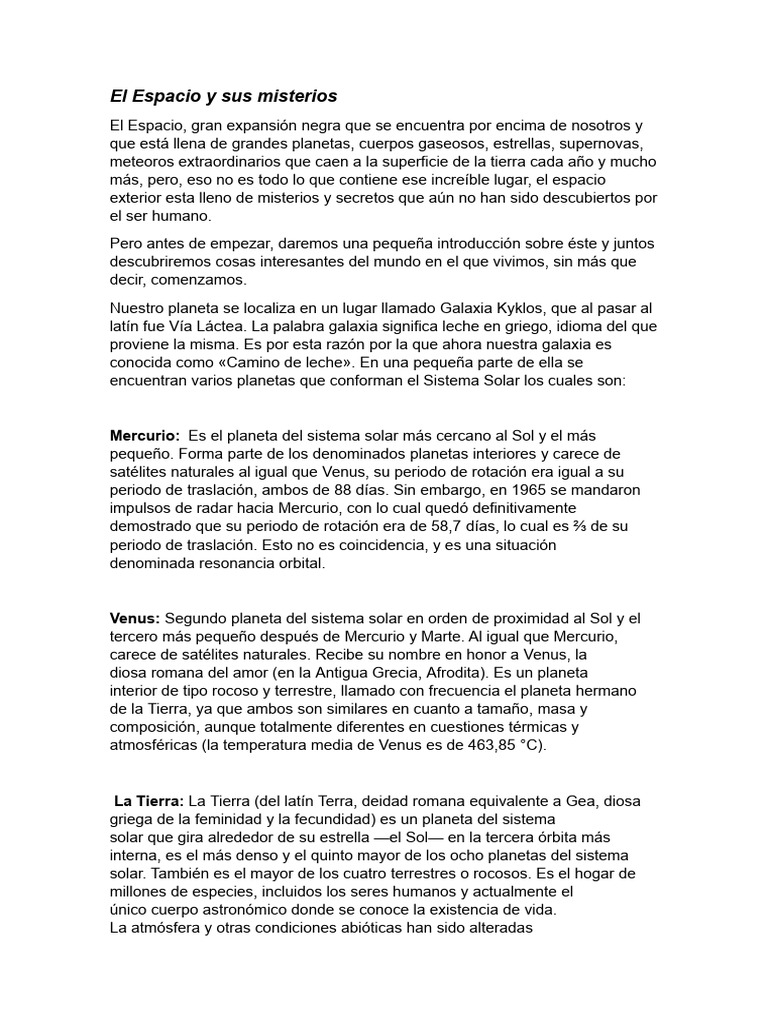 El Espacio Y Sus Misterios Pdf Neptuno Urano