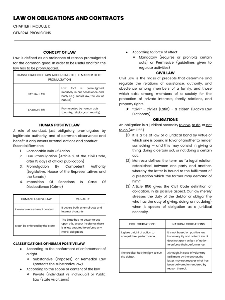 Law On Obligations and Contracts | PDF | Law Of Obligations | Government