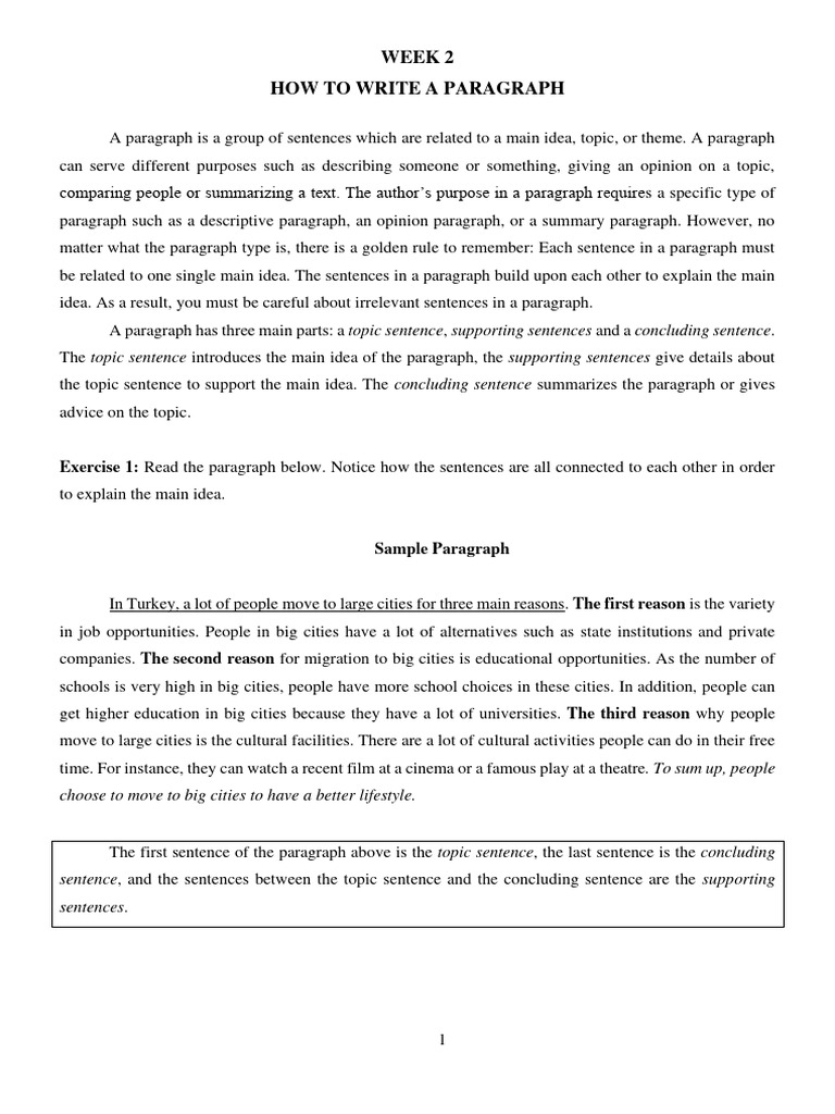 How To Write A Paragraph Pack (For Week 2) | PDF | Paragraph | English ...