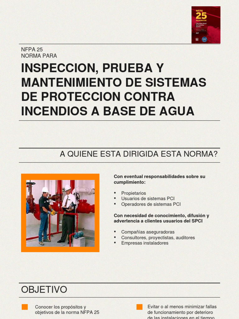 Nfpa 25 Presentacion | PDF | Bomba | Sistema de rociadores contra incendios