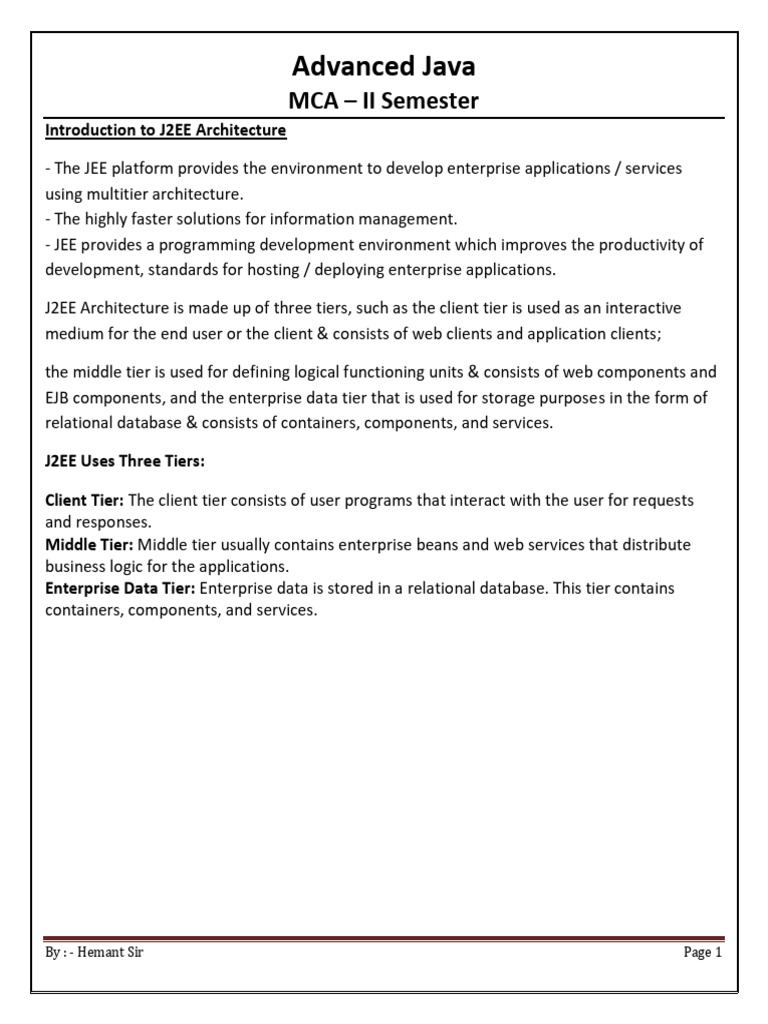 Advanced Java Notes | PDF | Spring Framework | World Wide Web Advanced Java Notes | PDF | Spring Framework | World Wide Web