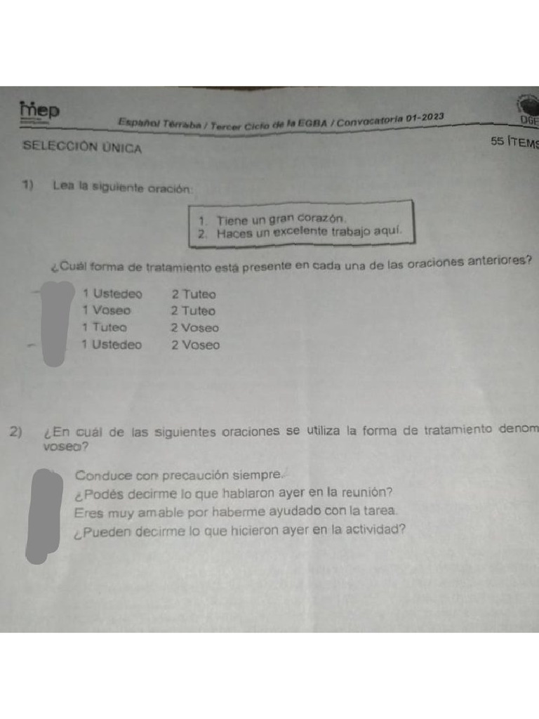 examen terraba español 2023-1 | PDF