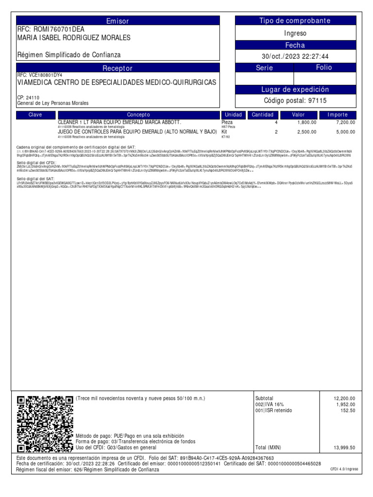 Comprobante Fiscal Digital | PDF