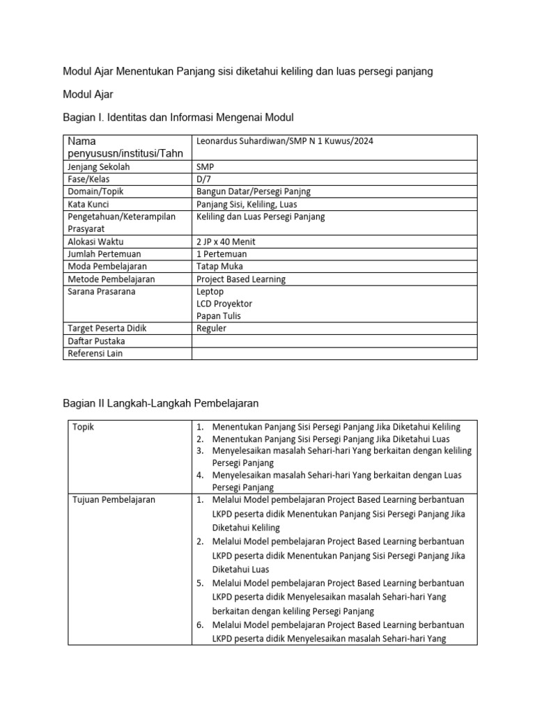Modul Projec Based Learning Pdf 