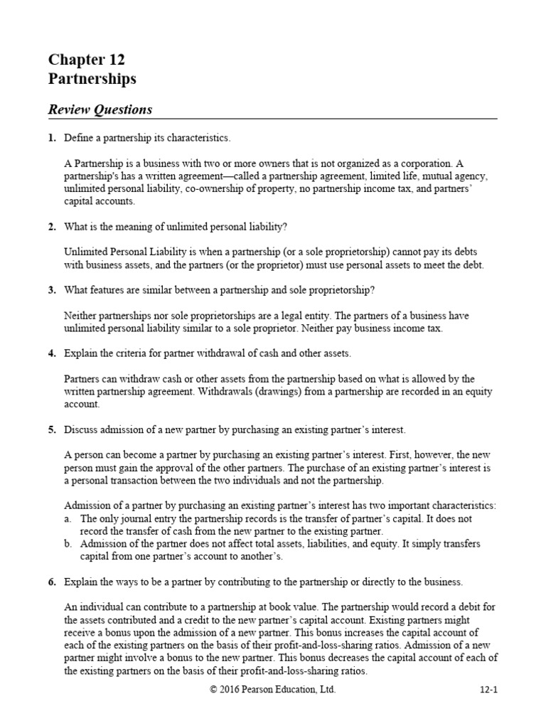 ch12 Solutions | PDF | Debits And Credits | Partnership