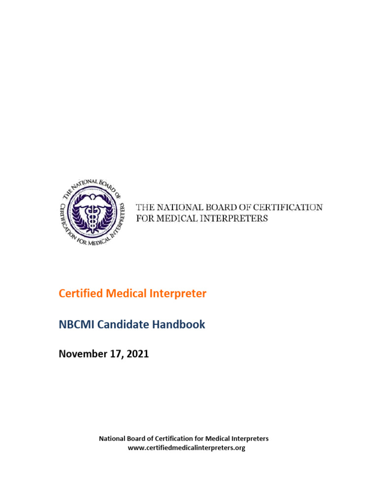 NBCMI Handbook | PDF | Language Interpretation | Medicine