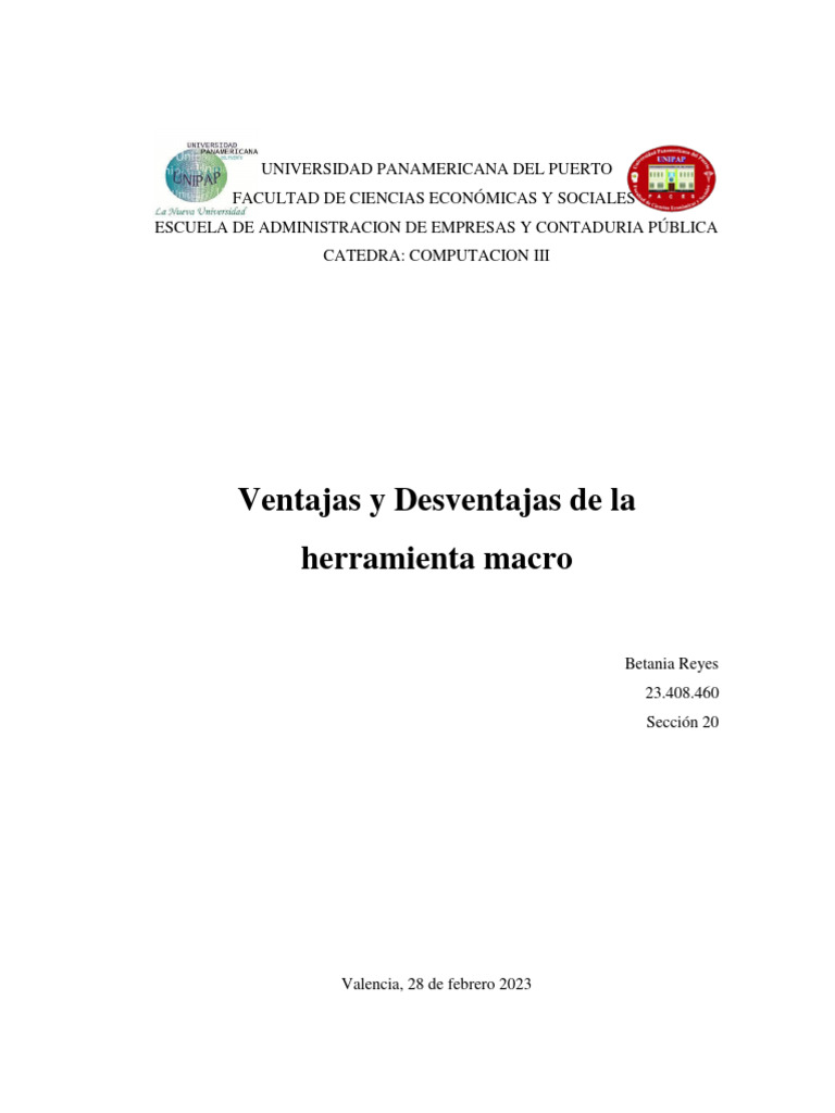 Ventaj Desv Herramienta Macro | PDF | Macro (informática) | Microsoft Excel