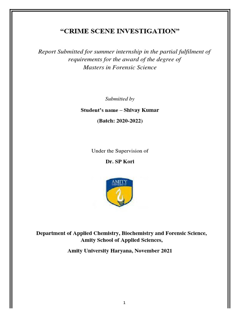 Shivay Csi Internship Report 23 | PDF | Crime Scene | Forensic Science