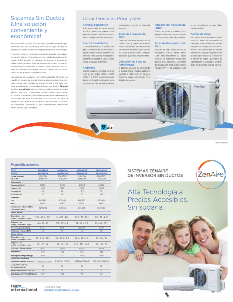 Zenaire 17 SEER Spanish Q Model R32-4 | PDF | Aire acondicionado ...