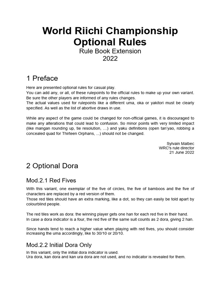 WRC Rules 2022 - Optional Rules en | Download Free PDF | Gaming | Gambling Games