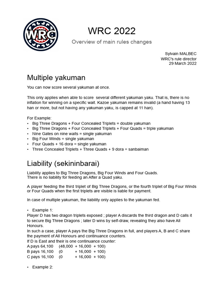 WRC Rules 2022 - Major Rule Changes Summary en | PDF | Sports