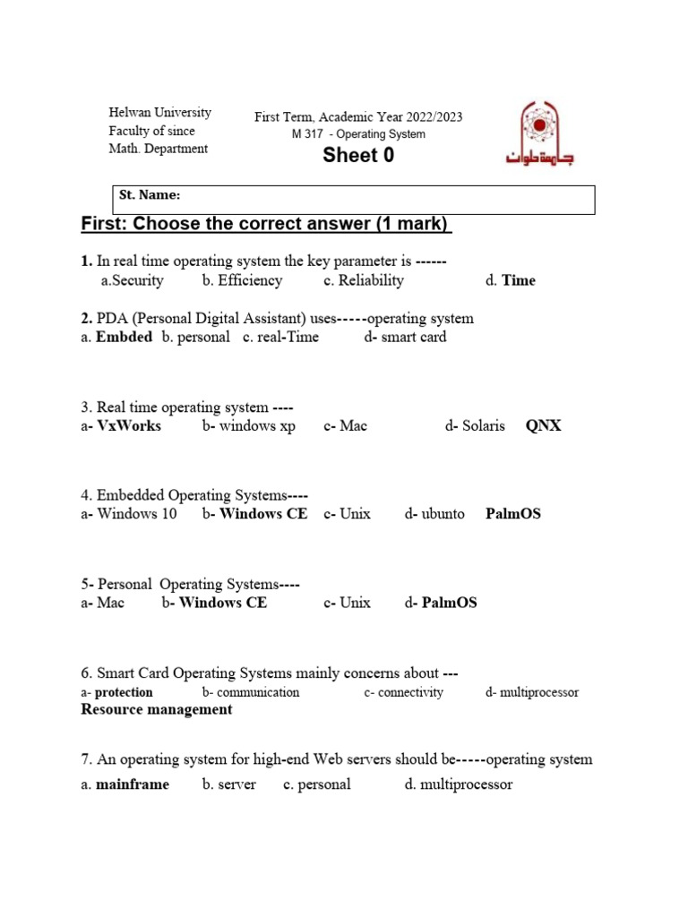 Os Sheet 1 Solution 1 Pdf Operating System Input Output