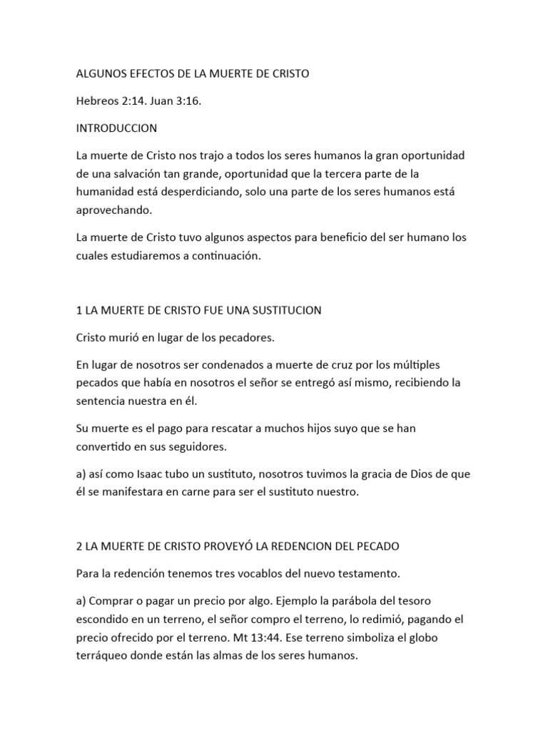 Algunos Efectos de La Muerte de Cristo | PDF