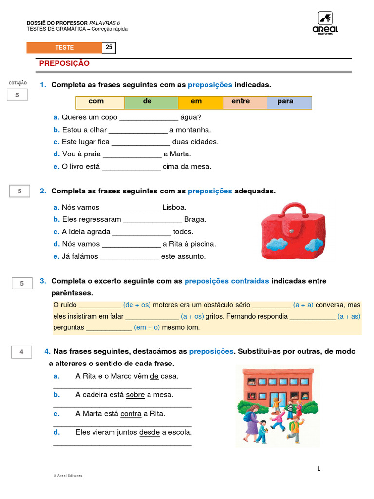 As Preposições - Exercícios | PDF