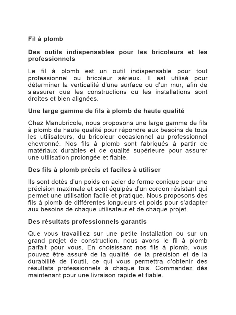 Utilisation du fil à plomb en maçonnerie | PDF