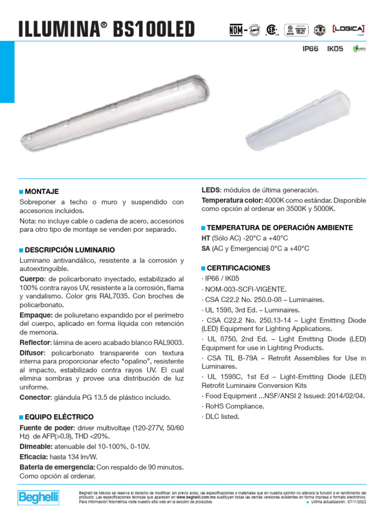 BS100 Led | PDF | Diodo emisor de luz | Electrónica