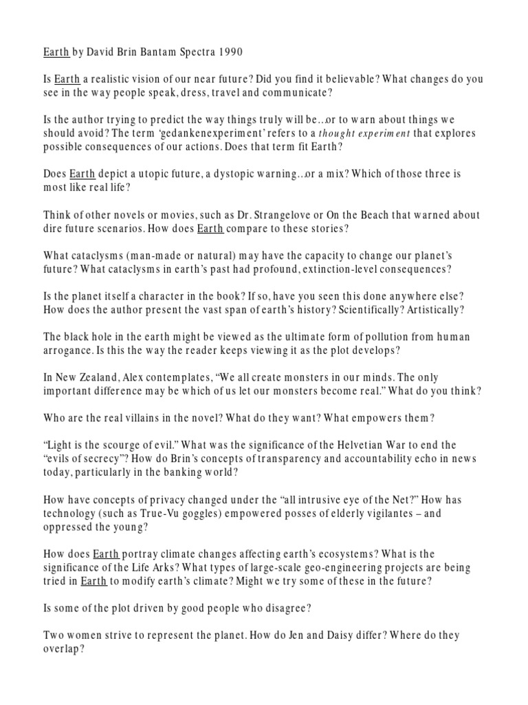 Earth Discussion Guide | PDF | Gaia Hypothesis | Technological Singularity