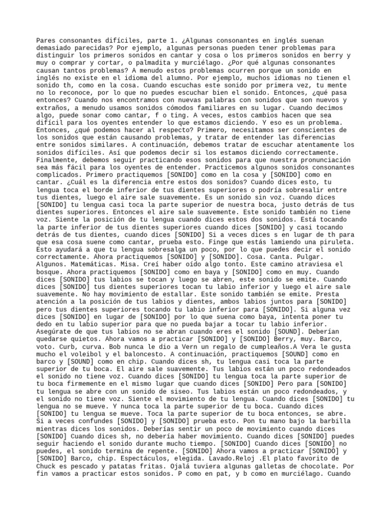 Sonidos Consonantes Parte 1 | PDF | Estudios de idiomas extranjeros