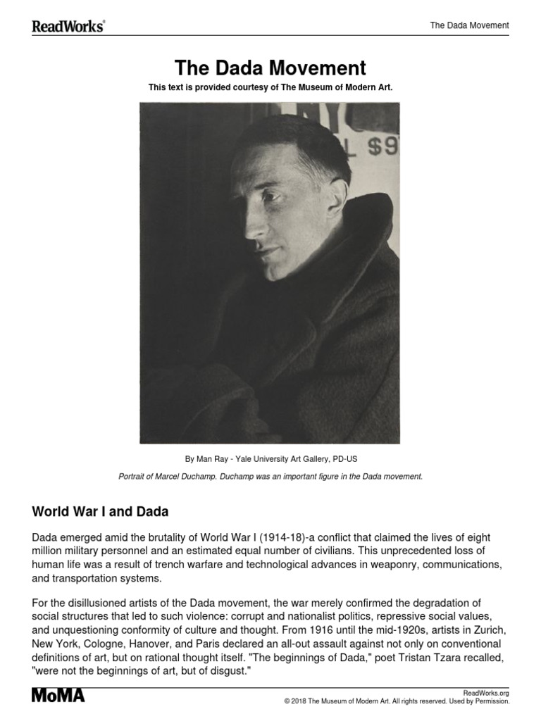 ReadWorks The Dada Movement | PDF