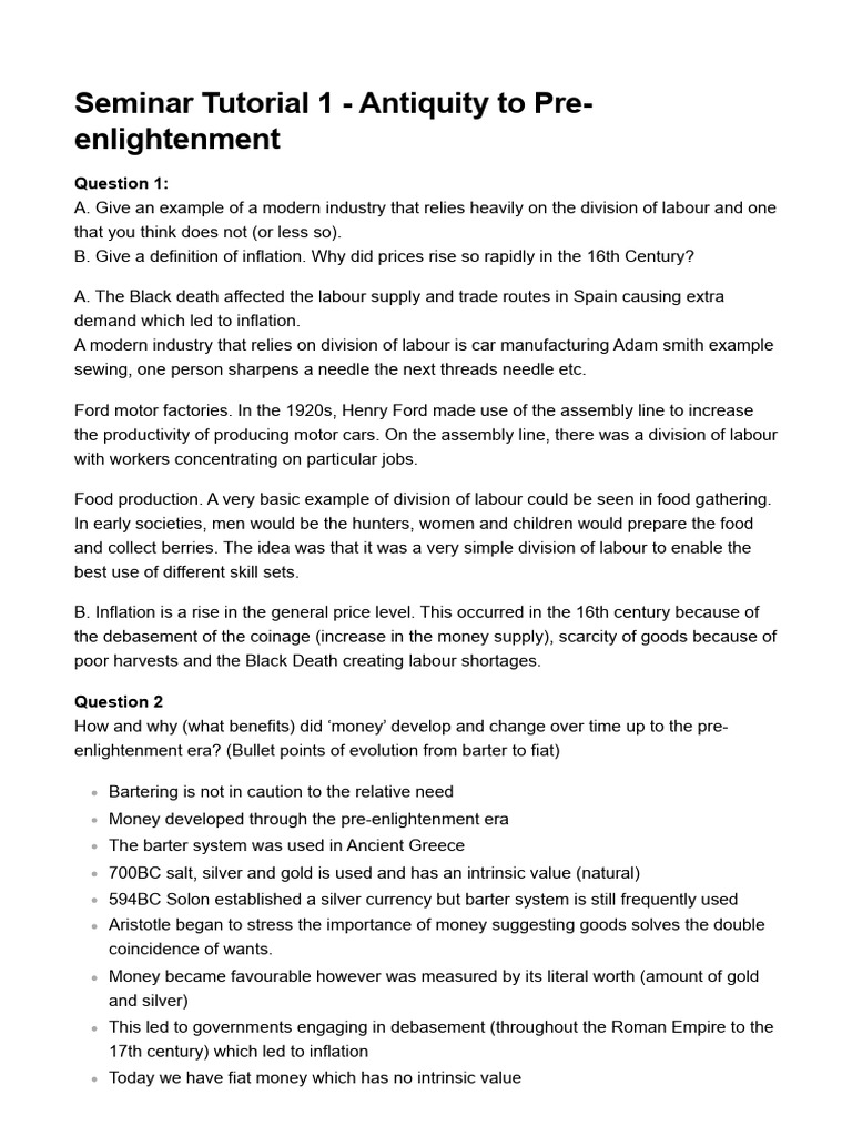 Antiquity To Pre-Enlightenment | PDF | Money | Wealth