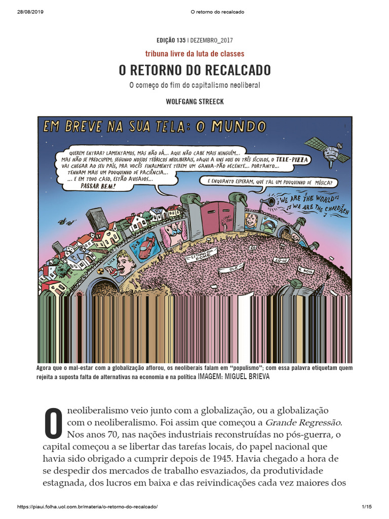 STREECK, Wolfgang - O Retorno Do Recalcado | PDF | Neoliberalismo ...
