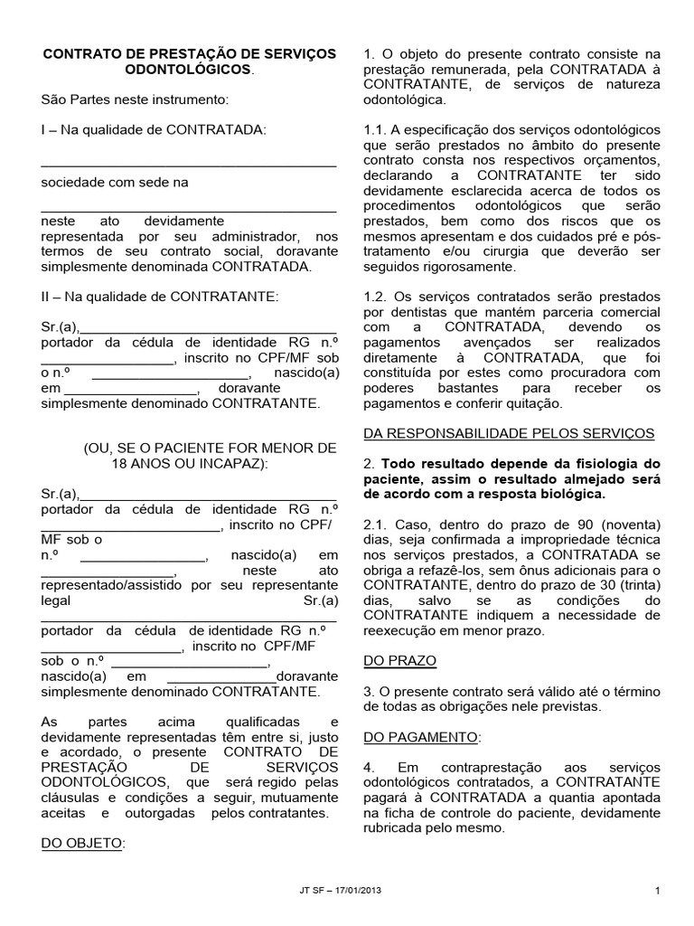 FORM Contrato de Prestação de Serviço Odontológicos-108 | Download ...
