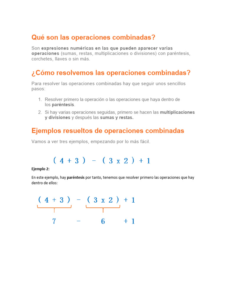 Definición y resolución de operaciones combinadas | PDF | Investigación ...